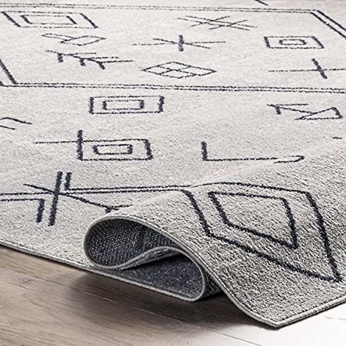 nuLOOM Paige Machine Washable Moroccan Motif Area Rug, 10' x 14', Grey