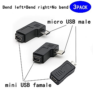rgzhihuifz USB Micro to Mini Adapter, 3-Pack, Black