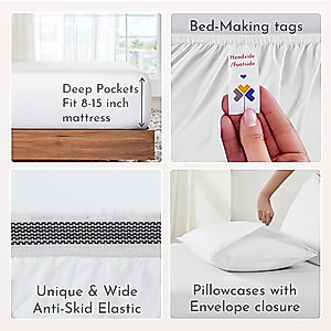 California Design Den 100% Organic Cotton Sheets for Queen Size Bed, Deep Pockets, Percale Sheets Queen, GOTS Certified, Soft Cooling Sheets, 4 Piece Bed Sheets Queen Sheet Set, White Sheets