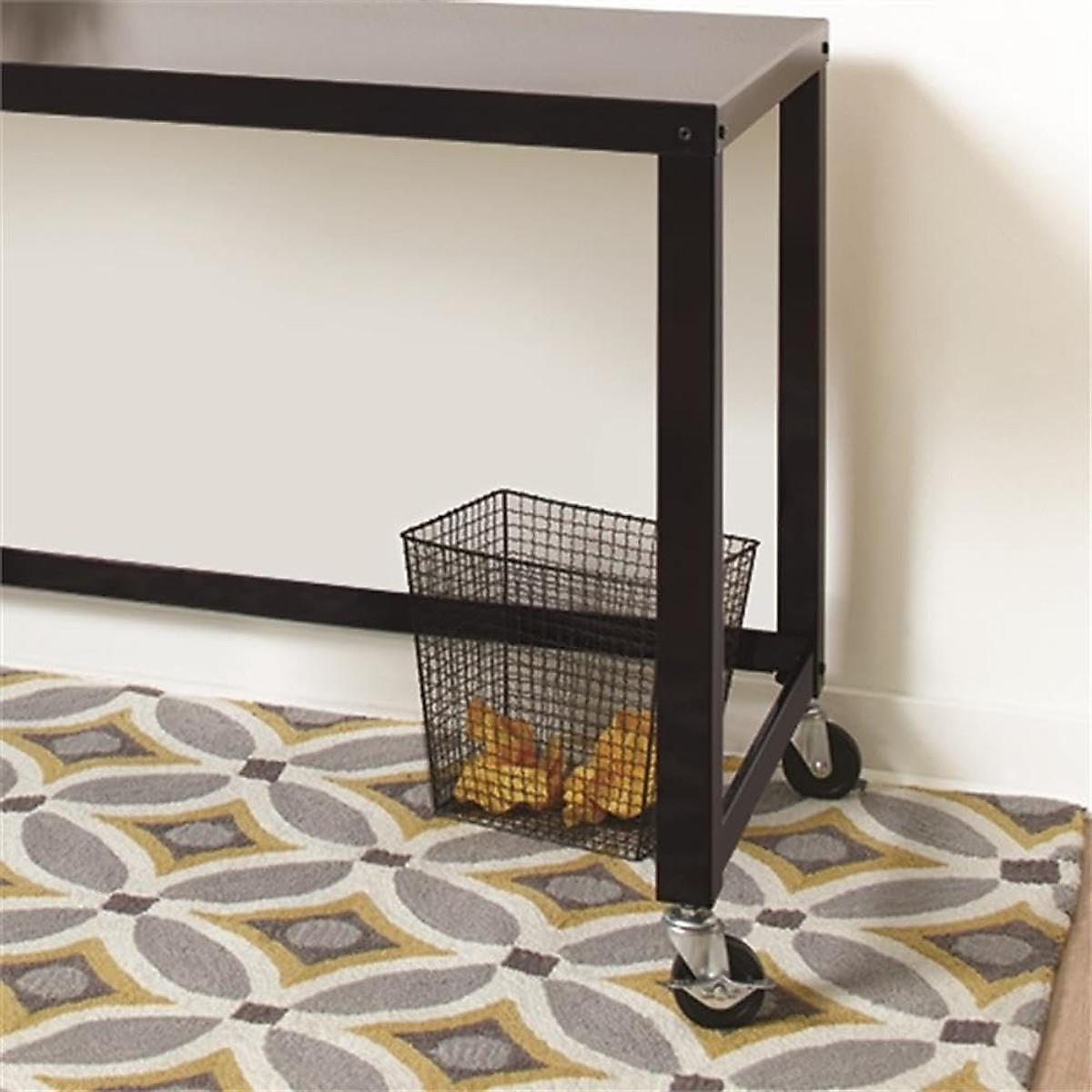 Scranton & Co 48" Modern Metal 2 Casters Office Mobile Desk in Black