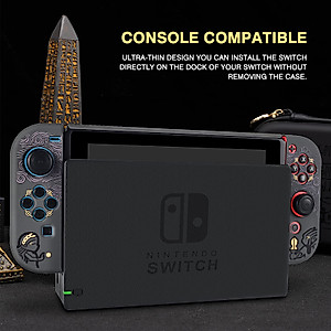DLseego Dockable Protective Case Design for Nintendo Switch, Newest Pattern Cover with Anti-Scratch and Shock-Absorption Design Soft Touch Hard Cover with 2 pcs Thumb Grips - Zelda