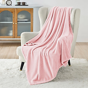 Bedsure Fleece Blanket Throw Blanket Pink - 300GSM Throw Blankets for Couch, Sofa, Bed, Soft Lightweight Plush Cozy Blankets and Throws for Toddlers, Girls
