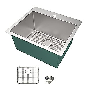 Transolid LSA1-252212-BS 25-in x 22-in Dual-Mount Laundry/Utility Sink Kit in Brushed Stainless