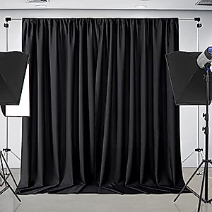 Joydeco Black Backdrop Curtain for Parties Wedding, 10x10 Wrinkle Free Black Backdrop Drapes for Birthday Party Home Party, Curtains Backdrop 5ftx10ft 2 Panels with Rod Pockets