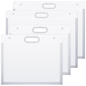 4 Pcs Art Portfolio Folder for Artwork Plastic Art Portfolio Waterproof Art Portfolio with Handles Large Art Portfolio Case Art Poster Storage Containers, 22.44 x 17.32 Inch, 17.32 x 13.22 Inch