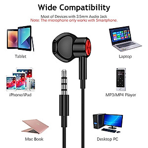 ACAGET 3.5mm Headphones Black + White 2 Pack Wired 3.5mm Earbuds for iPhone 6S Plus 6 5S Noise Cancelling Earphones Magnetic Headset for Samsung Galaxy S10 S9 A23 A13 A32 A52 OnePlus 6 5T