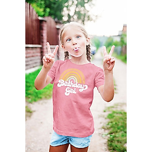 Retro Rainbow Birthday Girl Colorful Shirts for Baby and Toddler Girls Birthday Outfits Mavue Shirt Medium