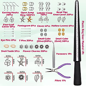 EuTengHao 1100Pcs Irregular Chips Stone Beads Natural Gemstone Beads Kit with Earring Hooks Spacer Beads Pendants Charms Jump Rings for DIY Jewelry Necklace Bracelet Earring Making Supplies