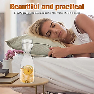 22 OZ Bedside Water Carafe with Cup Glass Pitcher Set, Mouthwash Dispenser for Bathroom Bedroom Nightstand(Clear)