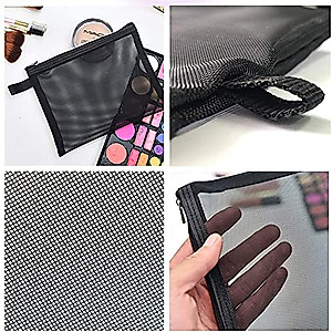 Desktop Calculator and 5pcs Mesh Zipper Pouch Bundle, 12-Digit Battery Solar Powered LCD Display Big Button Calculator, A4 A5 A6 Lightweight Nylon File Folders Document Organizer Cosmetic Bags