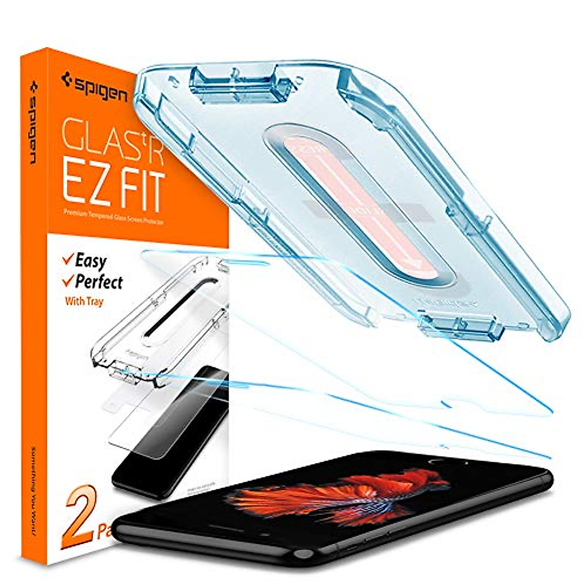Spigen Tempered Glass Screen Protector [GlasTR EZ FIT] designed for iPhone 8 / iPhone 7 [Case Friendly] - 4.7 inch / 2 Pack