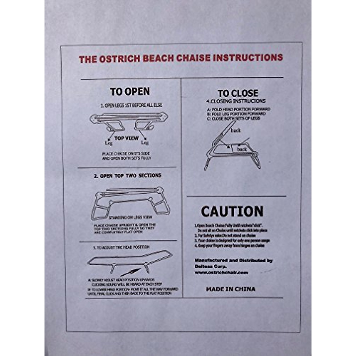 Ostrich Deluxe Chaise Lounge Chair - with Large Storage Bag