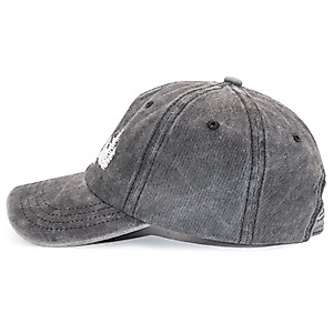 Unisex UFO Bigfoot Denim Hat Adjustable Washed Dyed Cotton Dad Baseball Caps (One Size, Embroidered Black)