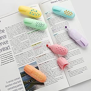 enlegend 6 Piece Stylish Modern Style Mini Highlighter Pen Kawaii Stuff Pastel Color Geometric Line Design Gift Highlighter Marker