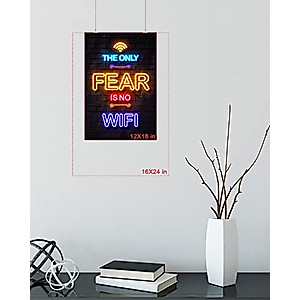 Gaming Posters for Teen Boys Room Decor - Boys Wall Art Gamer Decorations for Bedroom - Video Game Black Light Posters - Gaming Accessories for Room - Gamer Gifts - 12x18in Unframed - The Only Fear Is No Wifi