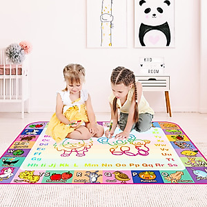 Water Doodle Mat For Kids - Water Drawing Mat Toddler Doodle Toy Board Educational Toy - Water Painting Mat Bring Magic Pens Travel Toys Gifts For Boys Girls Toddlers Age 2 3 4 5 6 7 8 Year Old