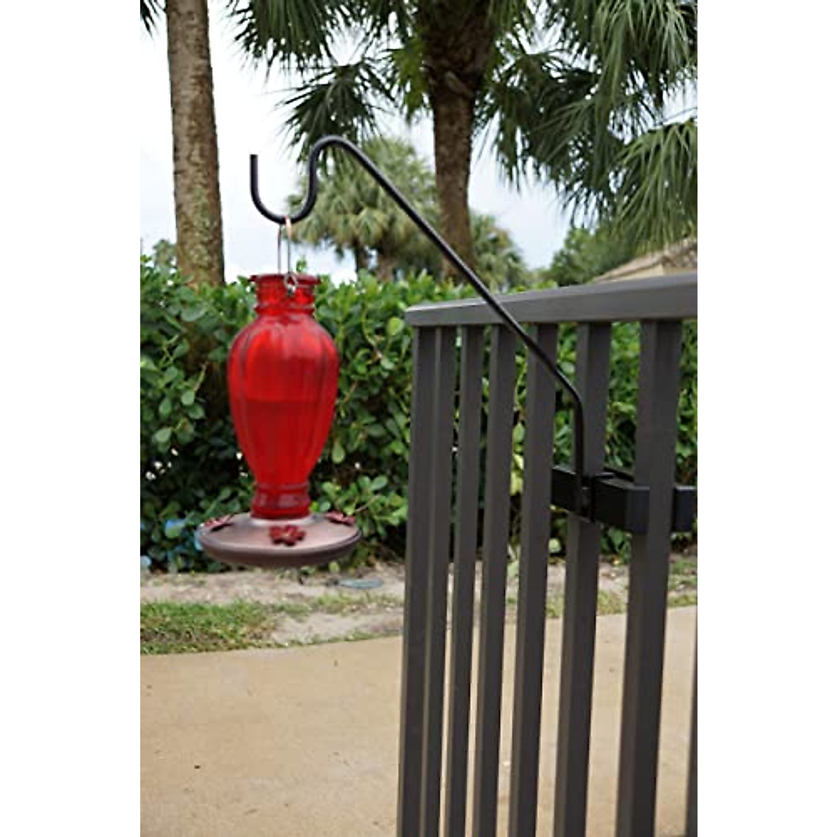 Hold It Mate Multi-Use Hook Kit Hang Flower Baskets Bird Feeders Chimes Lanterns on a Vertical Deck Railing, Balcony Porch or Fence 18 inches Long Holds up to 15lbs with Ease!