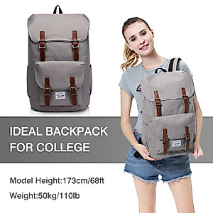 VASCHY Laptop Backpack for Men, Water Resistant Bookbag College Rucksack Daypack for 15.6in Laptop Gray