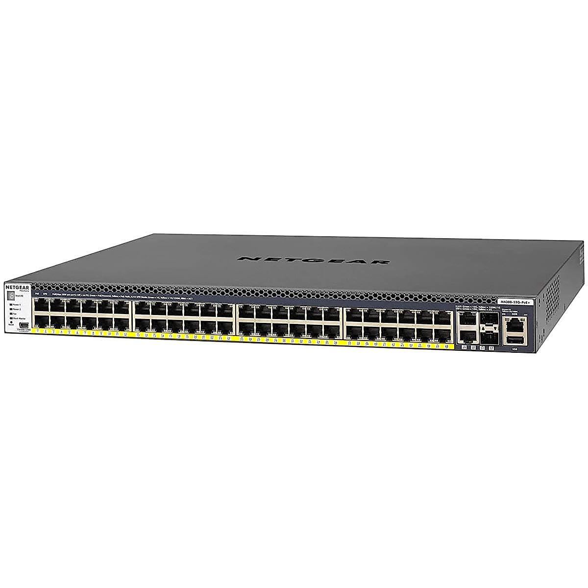 NETGEAR GSM4352PB-100NES 48-Port Fully Managed Switch M4300-52G-PoE+ 48x1G PoE+, 2x10GBASE-T, 2xSFP+, Stackable, 1000W PSU, ProSAFE Lifetime Protection