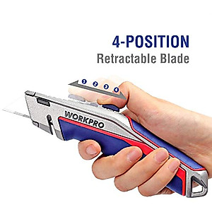 WORKPRO W013029 Quick Change Retractable Utility Knife, SK5 Blades, Tempered (Single Pack)