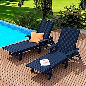 WestinTrends Malibu Poly Reclining Chaise Lounge Navy Blue
