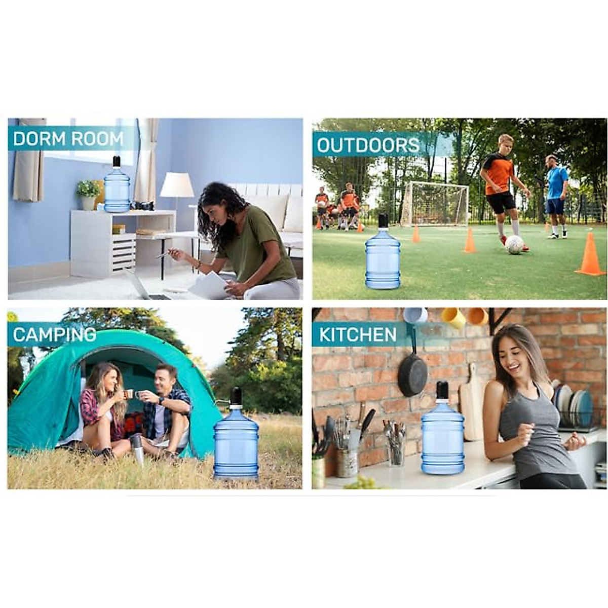 Founta Life Water Dispenser for 5 Gallon Bottle - Portable Automatic Electric Water Pump for 5 Gallon Jug - Great Gift Idea Rechargeable Water Jug Dispenser for Home, Office, Dorm and Outdoors