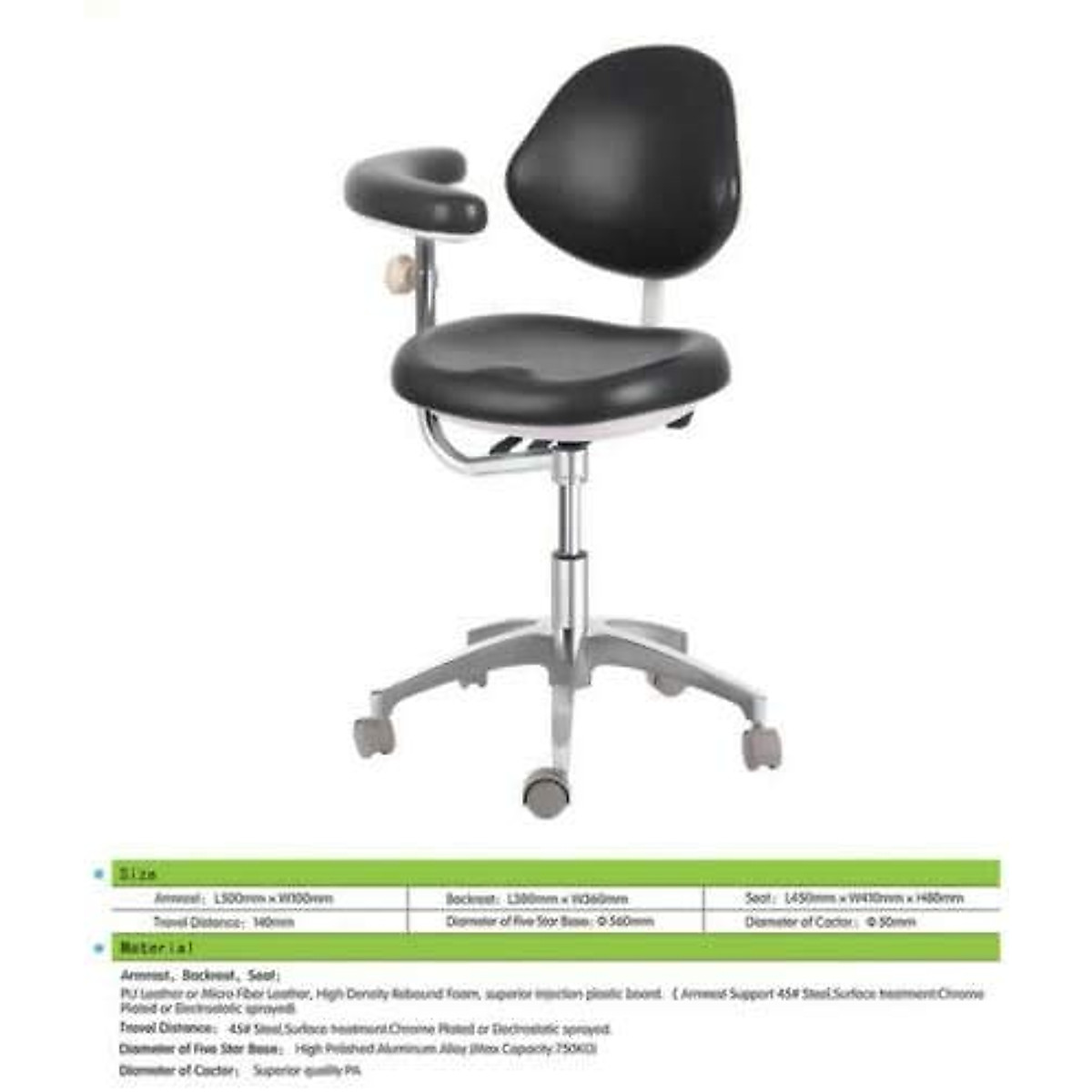 Assistant's Stool - Premium Dental Assistant's Stool, Black