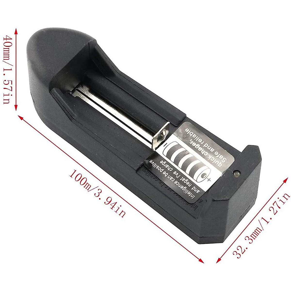 ZC Wall Charger Black 3, 7V Single Slot Rechargeable Battery Charger for 18650 18350 16340 14500 14000 Li ion Battery