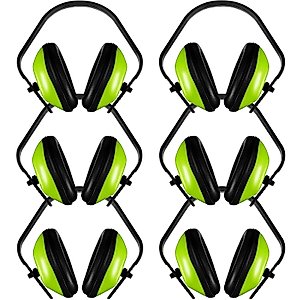 Maitys 6 Pcs Soundproof Earmuffs Hearing Protection Headphones Adjustable Padded Defender Noise Reduction Earplug for Kids (Green)