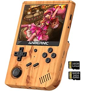 RG351V Handheld Game Console 64G TF Card, Open Source System with WiFi Online Sparring 2500 Classic Games Support PSP / PS1 / N64 / NDS 3.5inch IPS Screen Retro Game Console