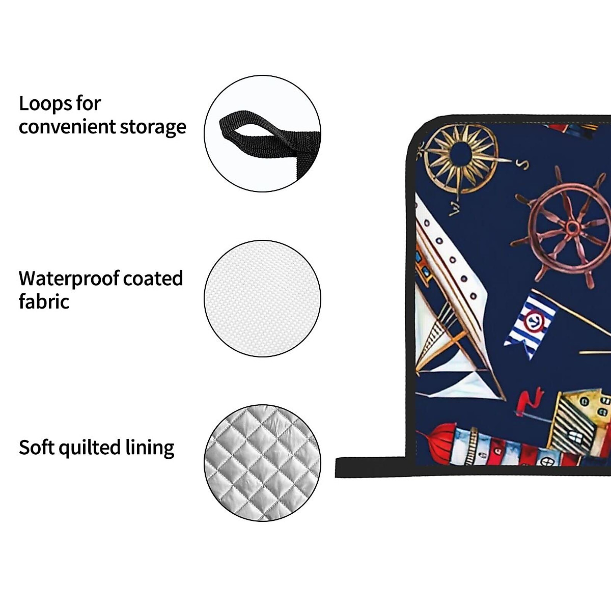 Nautical Sailboat Anchor Lighthouse Oven Mitts and Pot Holders Sets of 4,Non-Slip Heat Resistant Oven Gloves for Baking Cooking Grilling BBQ