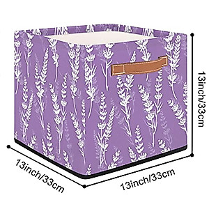 13x13x13 Storage Cube Bins Lavender Violet Retro Fabric Storage Cubes 13 inch Collapsible Storage Bins Cubby Storage Baskets for Organizing Shelf Cabinet Bookcase Boxes