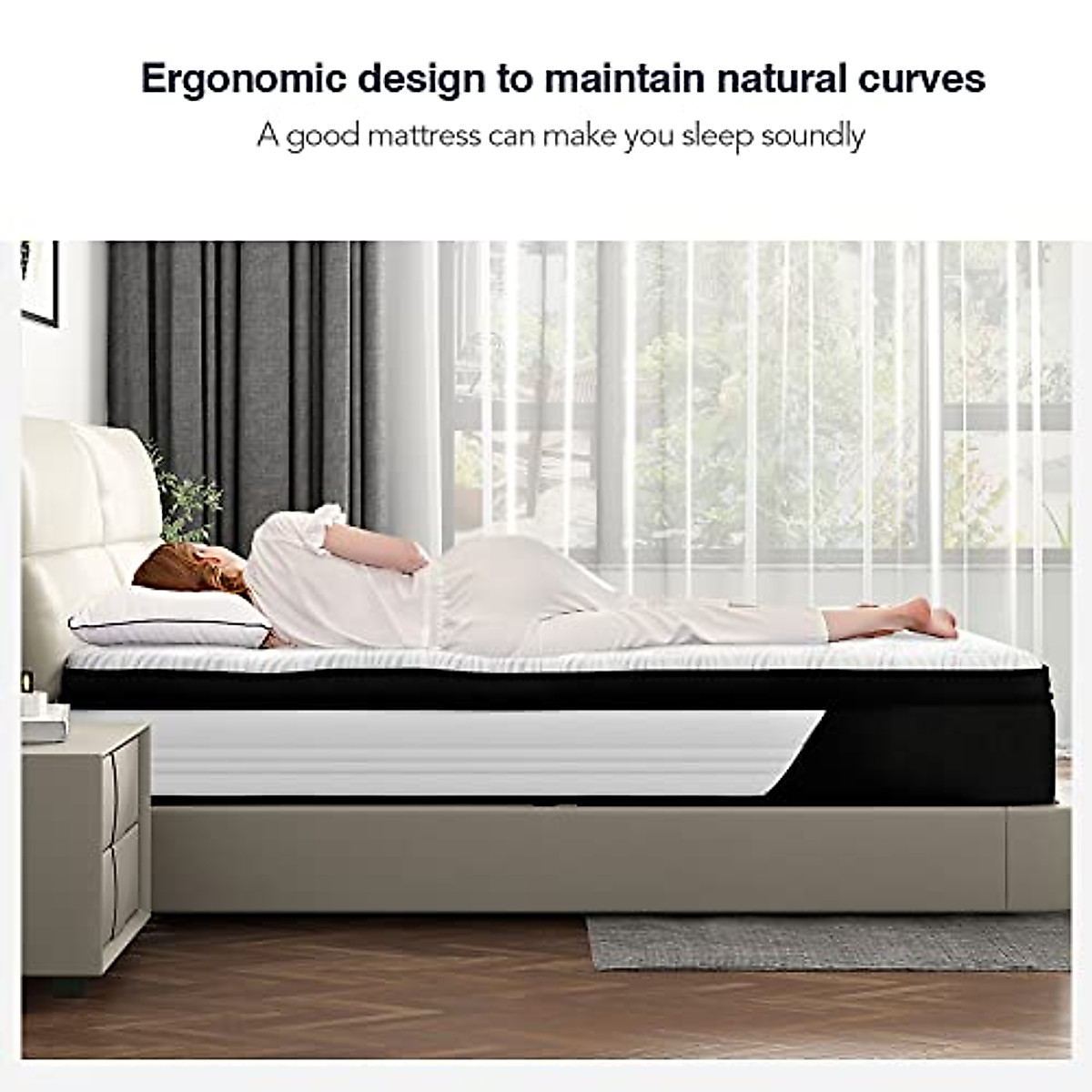 Avenco Twin XL Hybrid Mattress, 10 Inch Mattress Twin XL, Medium Firm Twin Mattress XL in a Box with Pocketed Spring and Gel-Infused Memory Foam, Strong Edge Support, CertiPUR-US, 100 Nights Trial