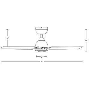 WAC Smart Fans Mocha Indoor and Outdoor 3-Blade Ceiling Fan 54in Matte Black with 3000K LED Light Kit and Remote Control works with Alexa and iOS or Android App