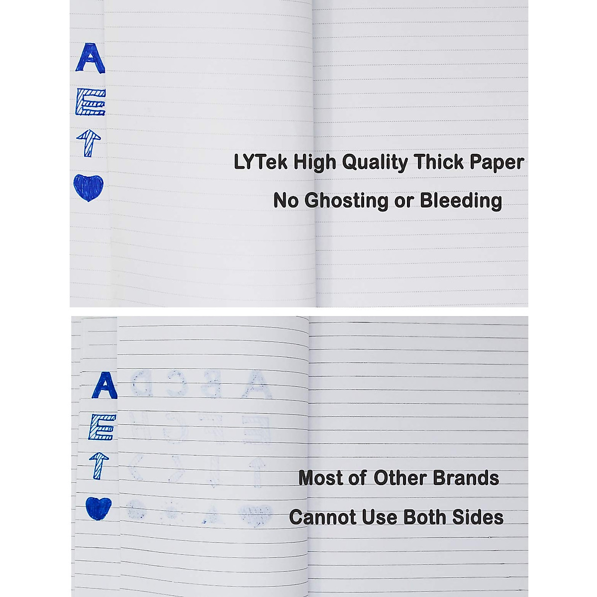 LYTek Faux Leather Lined Journal Notebooks with 120 GSM, Hardcover Executive Notebook, 5.25 x 8.25 inches for Writing - Date Marked, Inner Pocket, Ribbon Mark & Elastic Closure (Black, Pack of 2)