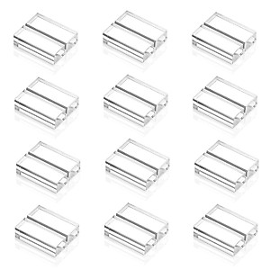 Acrylic Place Card Holders 1.2 Inch Name Card Holder Stands Clear Table Number Stands Wedding Sign Holders Card Display Stand for Table Wedding Photos Office Menu Meeting (12 Pieces)