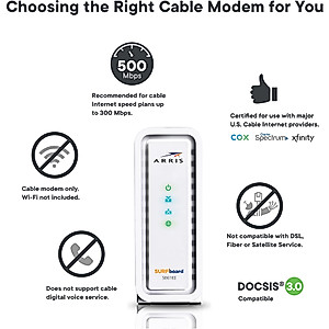 ARRIS® Surfboard® SB6183 Cable Modem, White