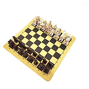 Portable Chess Set,Travel Chess Game,Unique Handmade Chess Pieces and Folding Leather Chessboard for Kids Adults Family Chess