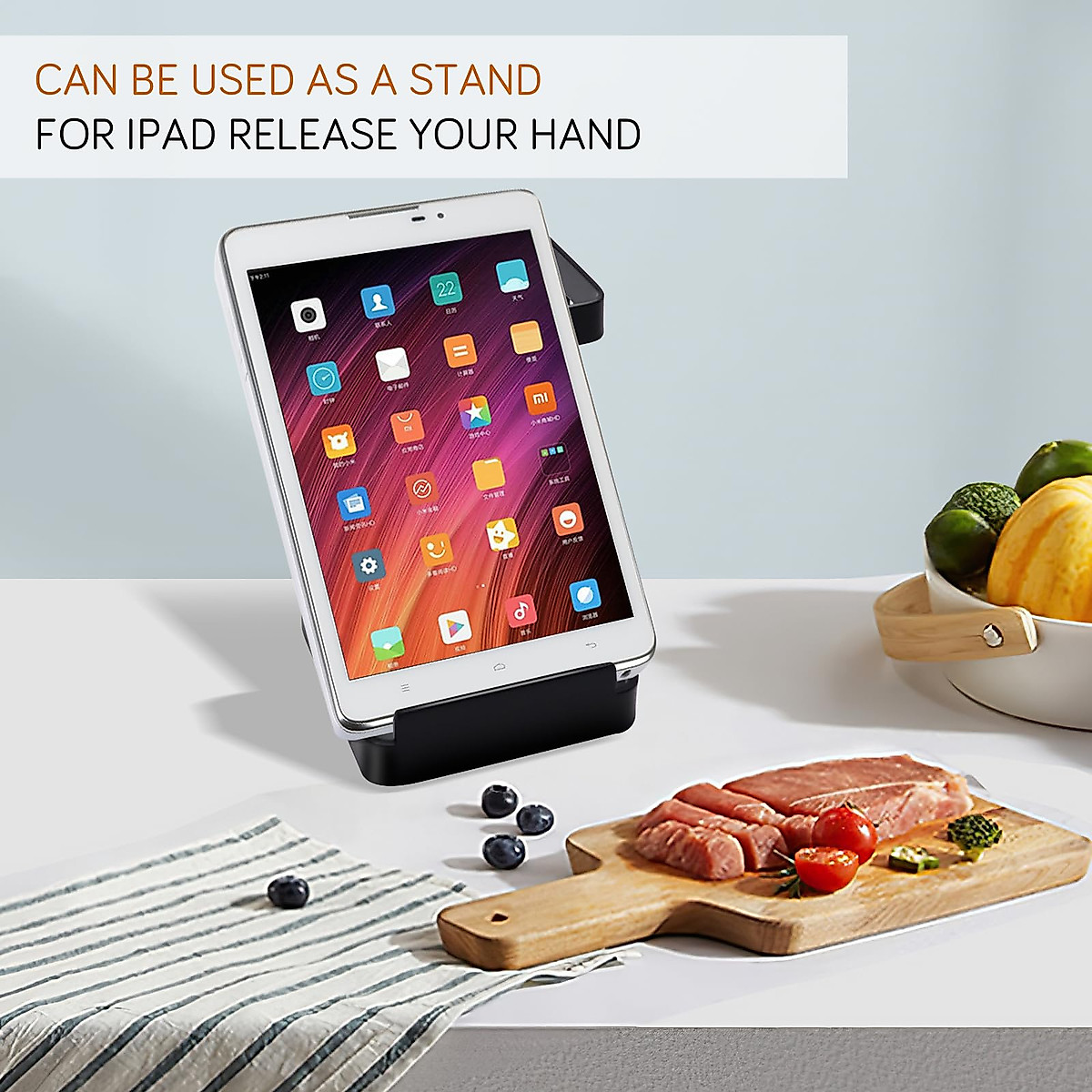 vocheer Pot Lid Holder, Kitchen Organizer Rack Spoon Rest Rack Holder-Lid Stand for Utensils in Kitchen, Black