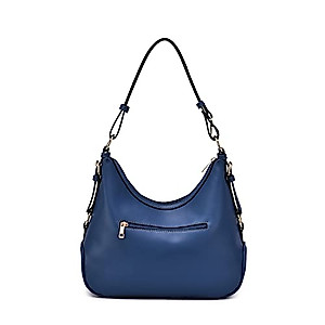 Mellow World Iga Rococo Style Hobo Bag for Women Leaf Pattern with Adjustable Shoulder Strap Blue