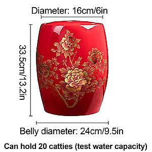 Food Storage Jar & Ceramic Rice Jar With Lid, Household Rice Storage Box - Kitchen Household Sealed Jar With Lid, Classic Food Dispensers, Large Food Storage Container For Rice, Flour, Pet Food(Red,Ca