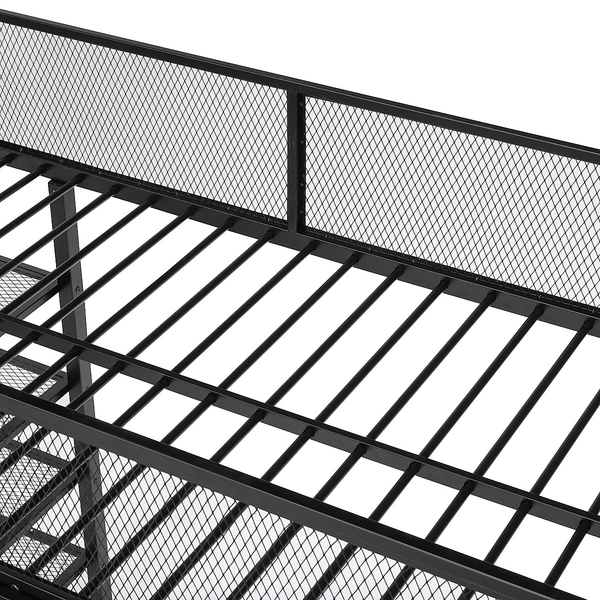 Bellemave Twin Size Metal Loft Bed with 4-Tier Shelves and Storage, Loft Bed with Bookshelf (Black)