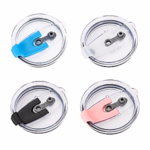 30oz Tumbler Cups Replacement Lids Compatible with YETI Rambler and More, Spill Proof Covers, Straw Friendly (Double Hole), 4 Count (Pack of 1)