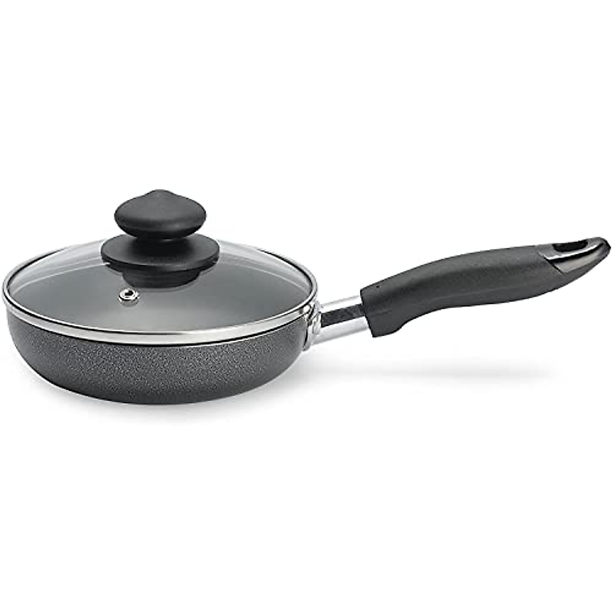 Bene Casa - Black Nonstick Aluminum Frying Pan with Glass Lid (6") - Dishwasher Safe for Easy Cleaning