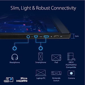 ASUS ROG Strix 15.6” 1080P Portable Gaming Monitor (XG16AHPE) (Renewed)