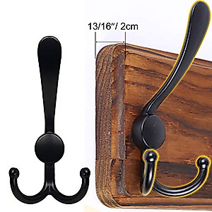 SKOLOO Rustic Wall Mounted Coat Rack: 16'' Hole to Hole, Pine Real Wood Plank Wall Coat Rack with 5 Triple Hooks, Farmhouse Coat Hanger Wall Mount for Hanging Backpack Jacket Coat Hat