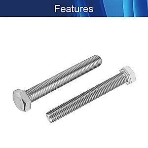 Jutagoss 5pcs M12 Hex Bolt M12-1.75 x 90mm UNC Hex Head Screw Bolts 304 Stainless Steel Fully Threaded Hex Tap Bolts