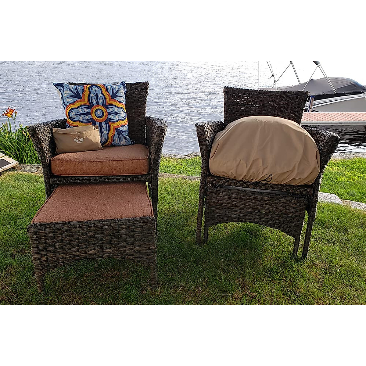 UpBloom | Waterproof Seat Cushion Covers - Quick On/Off for Easy Storage, Lightweight Outdoor Chair Cushions Cover, Washable Covers for Patio Chair Cushions, Outdoor Cushions Cover for Patio Furniture