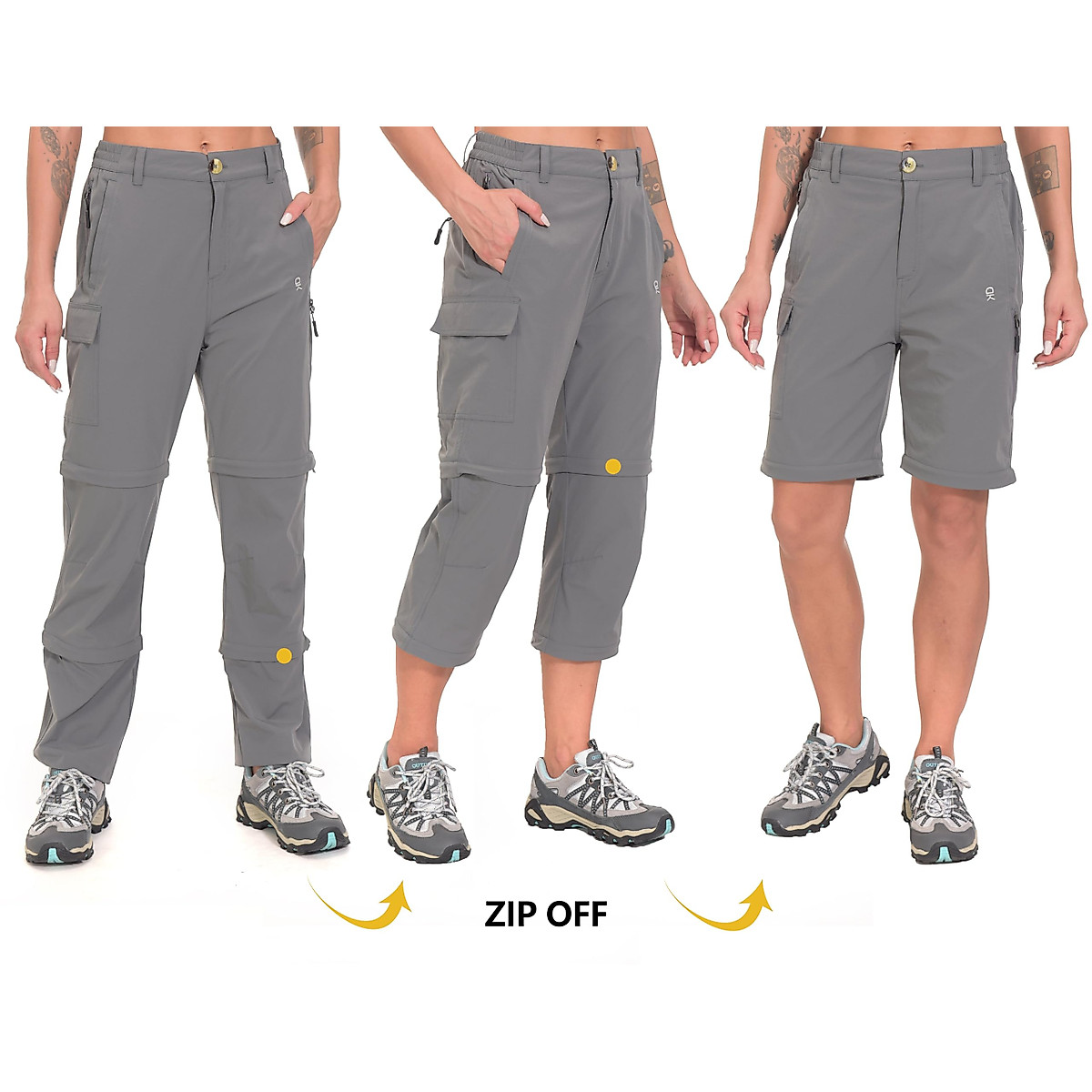 Little Donkey Andy Women's Stretch Convertible Pants, Zip-Off Quick-Dry Hiking Pants Gray Size L