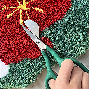 Duckbill Applique Blade Scissors, HAND U JOURNEY, 7 Inch - Double Bent Curved Offset Handle Scissors for for Carpet Pile,Rug-punch- Blue